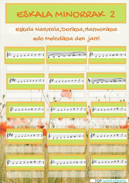 Eskala minorrak 2. Interactive worksheet | TopWorksheets