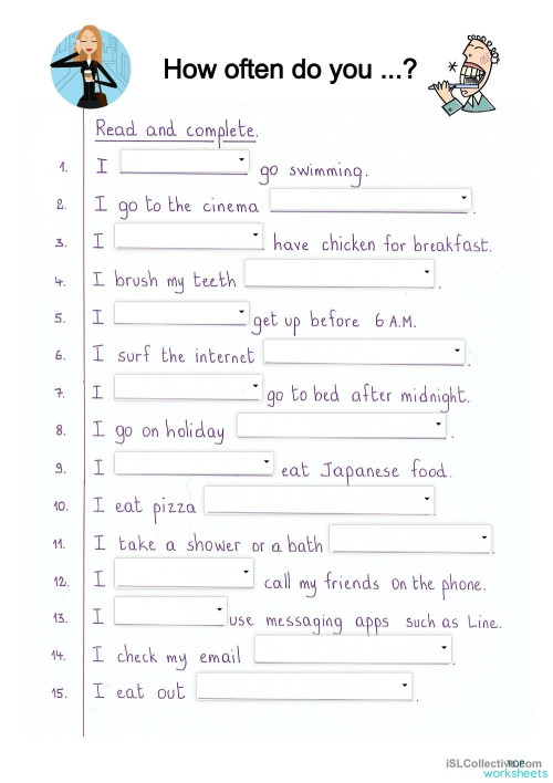 How often do you...?. Scheda interattiva | TopWorksheets