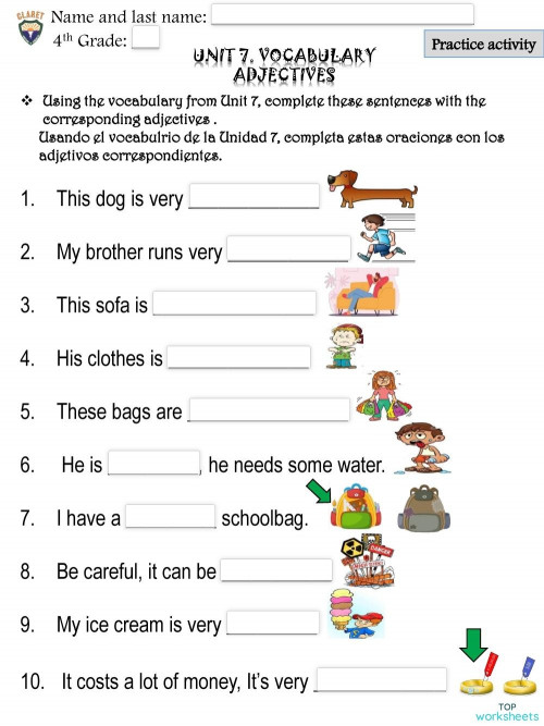 4th G. Unit 7. Vocabulary. Practice activity. Interactive worksheet ...