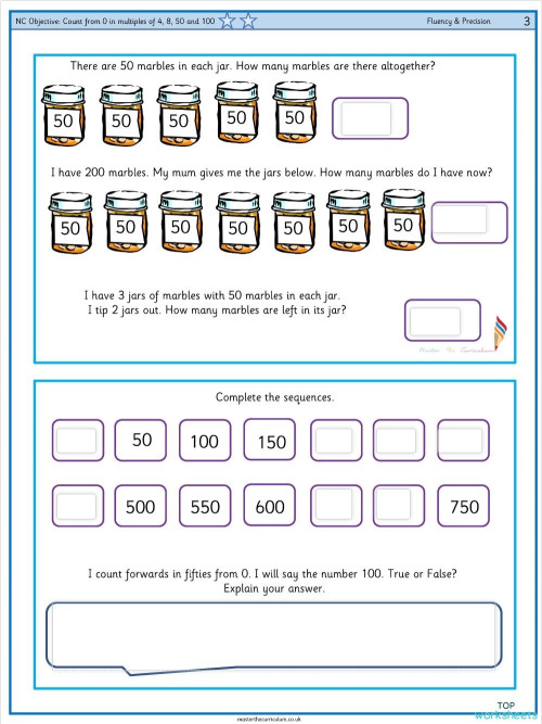 count in 50's. Interactive worksheet | TopWorksheets