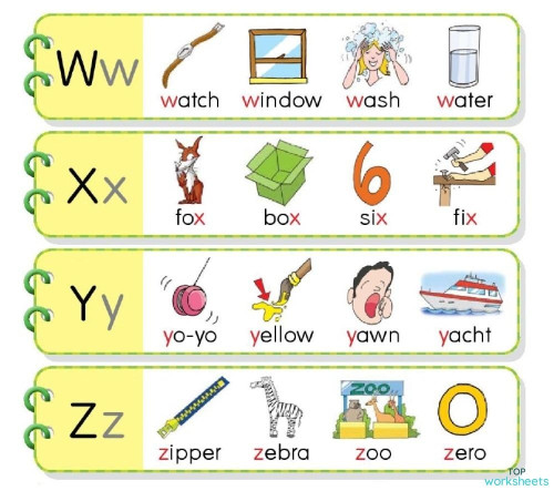 phonics wxyz. Interactive worksheet | TopWorksheets