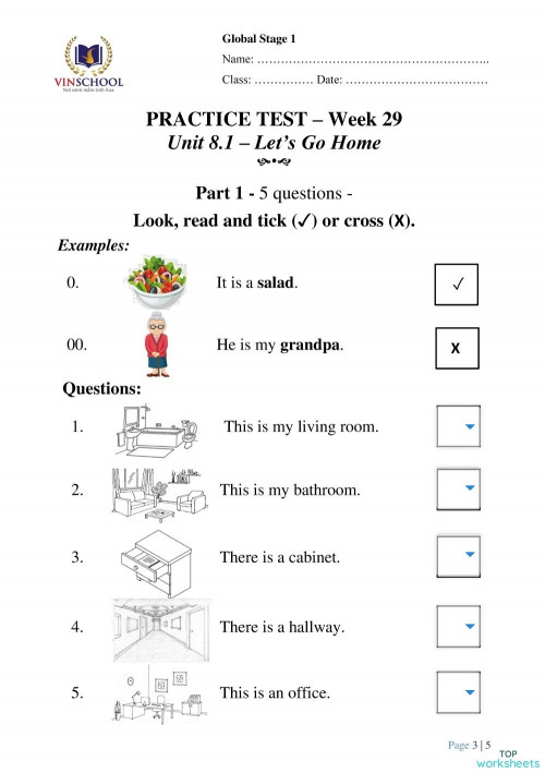 GS1_U8_Practice Test_Vocab 1. Interactive worksheet | TopWorksheets
