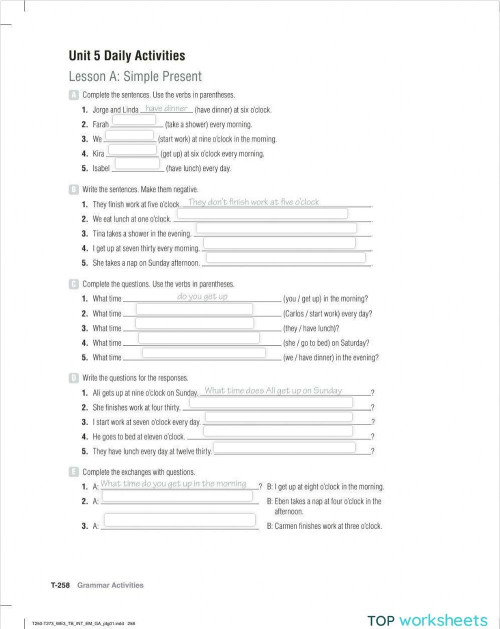 Unit 5 Lesson A. Interactive worksheet | TopWorksheets