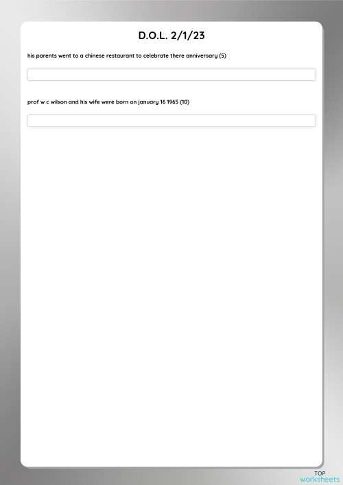 D.O.L. 2/1/23. Interactive worksheet | TopWorksheets