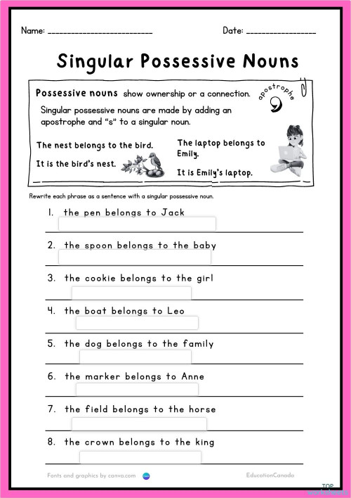 Possessive nouns 2. Interactive worksheet | TopWorksheets