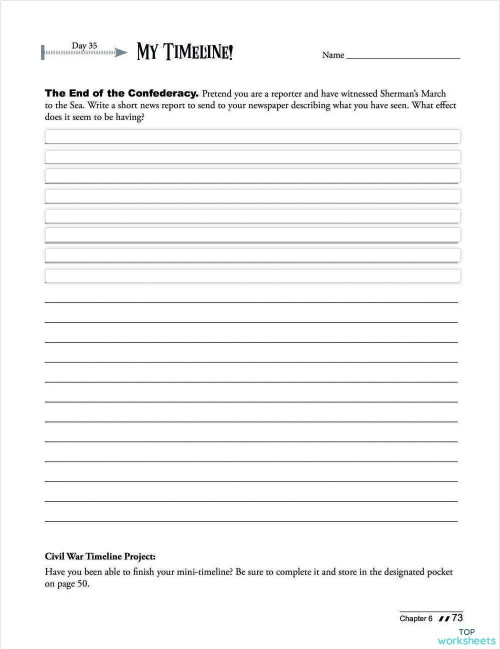 Chapter 6: My Timeline Pg 73. Interactive worksheet | TopWorksheets