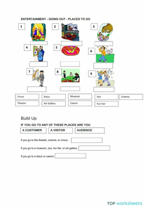 Entertainment. Interactive worksheet | TopWorksheets
