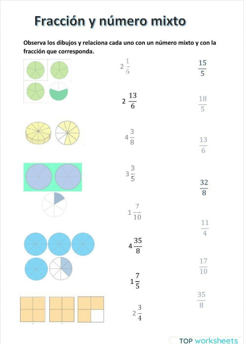 Fracciones. Ficha interactiva | TopWorksheets