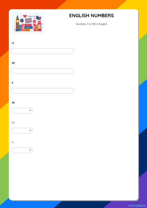 ENGLISH NUMBERS. Interactive worksheet | TopWorksheets