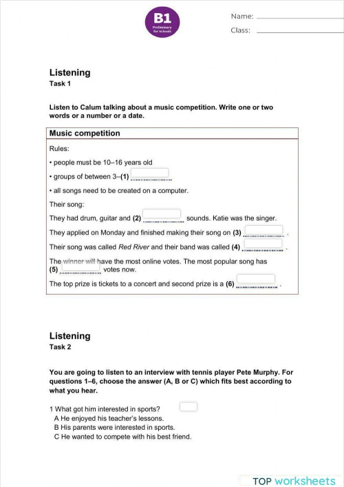 B1 GExp December 21. Interactive worksheet | TopWorksheets
