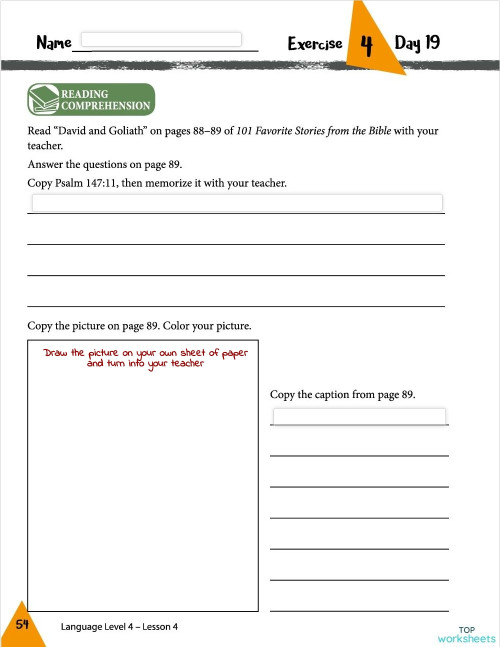 Lesson 4: Reading Comprehension Pg 54. Interactive worksheet ...