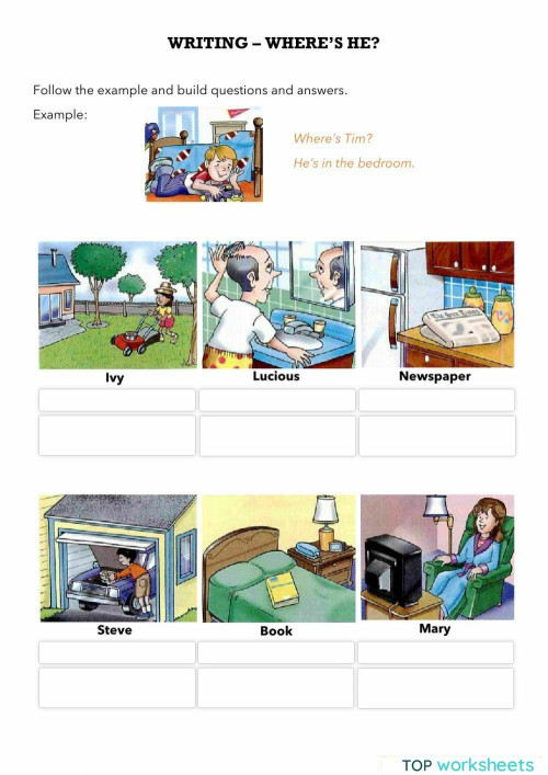 Writing - Where's he?. Interactive worksheet | TopWorksheets