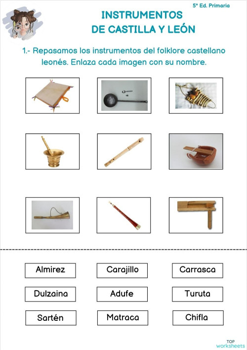 Instrumentos de Castilla y León. Ficha interactiva | TopWorksheets