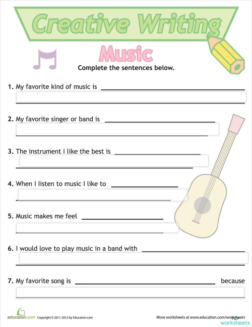Writing Practice - Music. Interactive worksheet | TopWorksheets