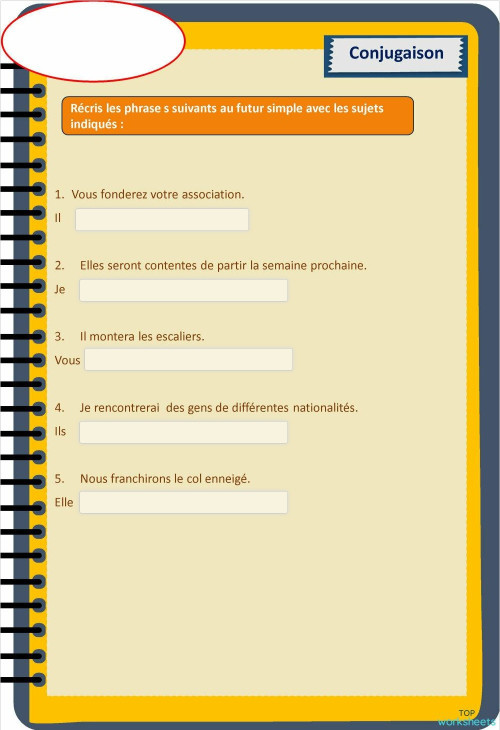 Futur simple : fiches interactives et exercices en ligne | TopWorksheets