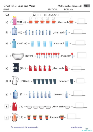 litres/millilitres. Interactive worksheet | TopWorksheets