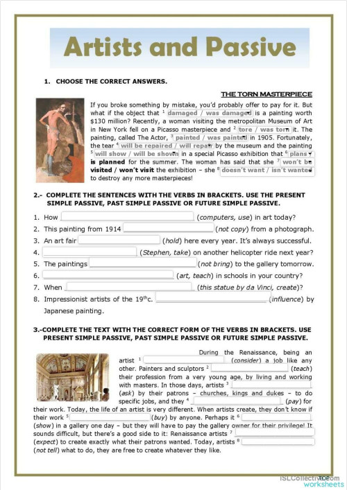Artists and Passive. Interactive worksheet | TopWorksheets
