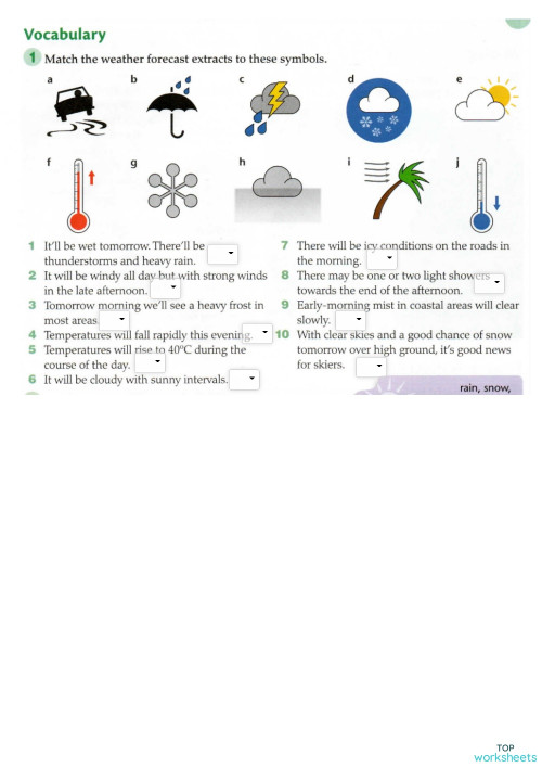 Unit 12 The weather (symbols). Interactive worksheet | TopWorksheets