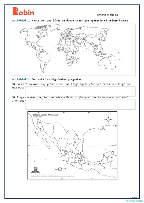 Poblamiento de América. Ficha interactiva | TopWorksheets