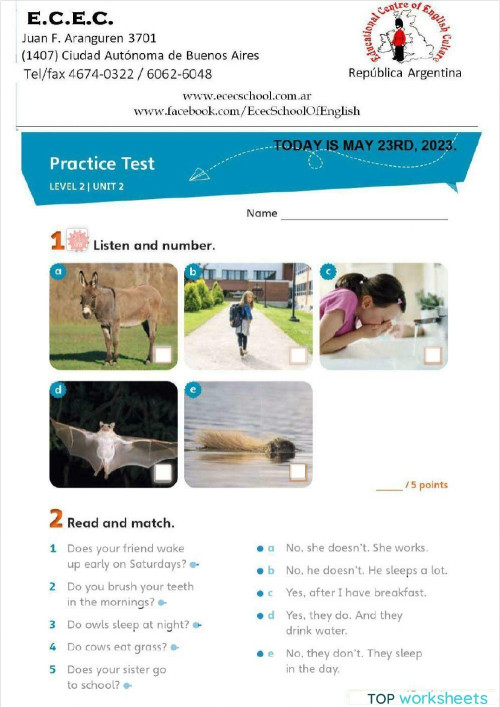 Class 5.Routines. Interactive worksheet | TopWorksheets