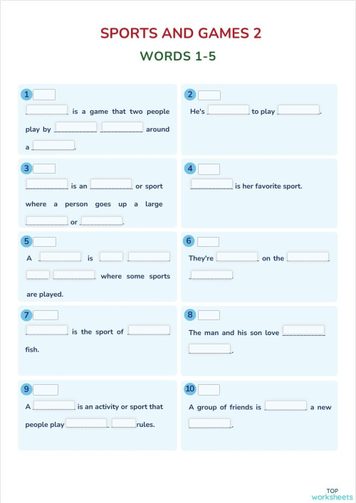 Sports and games 2 dictation 1.1. Interactive worksheet | TopWorksheets
