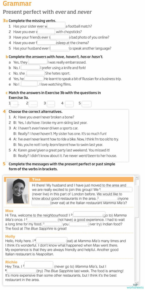 never/ever. Interactive worksheet | TopWorksheets