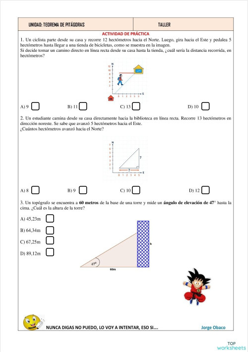 TEOREMA DE PITÁGORAS. Ficha interactiva | TopWorksheets