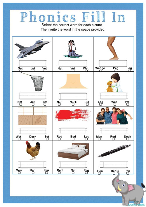 Megs Phonics Fill In. Interactive worksheet | TopWorksheets