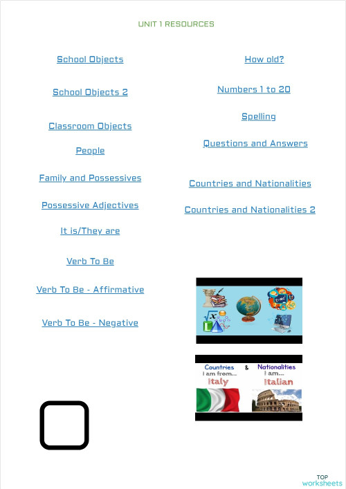 CLASS Resources: Unit 1. Interactive worksheet | TopWorksheets
