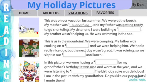 My Holiday Pictures. Interactive worksheet | TopWorksheets