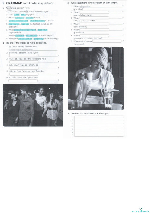 word order in questions (B1). Interactive worksheet | TopWorksheets