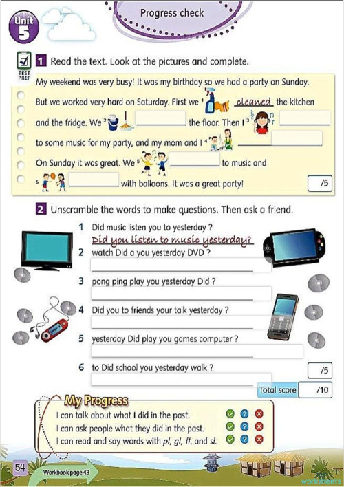 Progress Check NM 4 UNIT 5.. Interactive worksheet | TopWorksheets