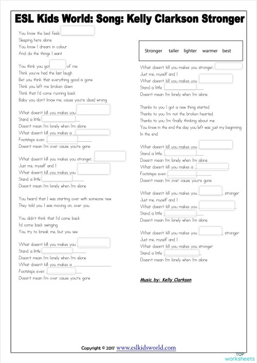 Stronger (What Doesn't Kill You) Song by Kelly Clarkson. Interactive ...