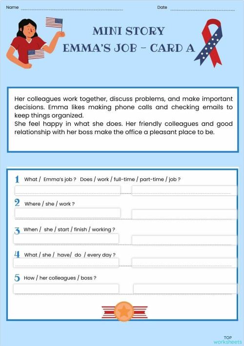 EMMA'S JOB - CARD A. Interactive worksheet | TopWorksheets
