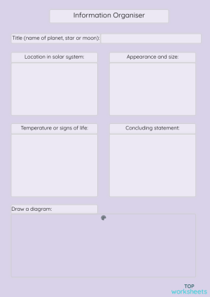 Detailed Information Organiser. Interactive worksheet | TopWorksheets