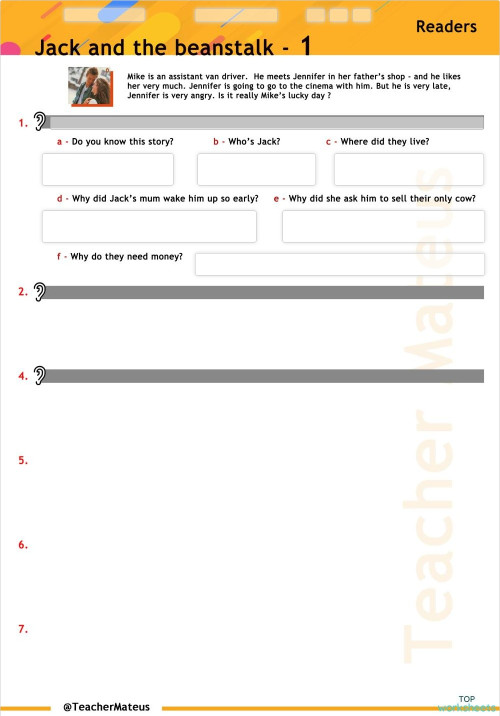 READERS - Jack and the Beanstalk 1 - TM0354. Interactive worksheet ...