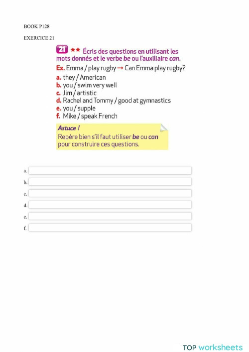 Book p129 ex 21. Interactive worksheet | TopWorksheets