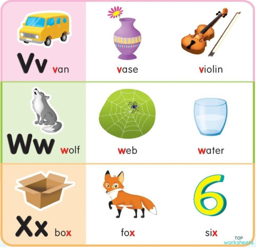 VWX phonics part 1. Interactive worksheet | TopWorksheets