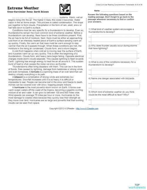 Extreme weather. Interactive worksheet | TopWorksheets