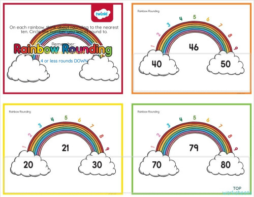 Rounding Rainbows. Interactive worksheet | TopWorksheets