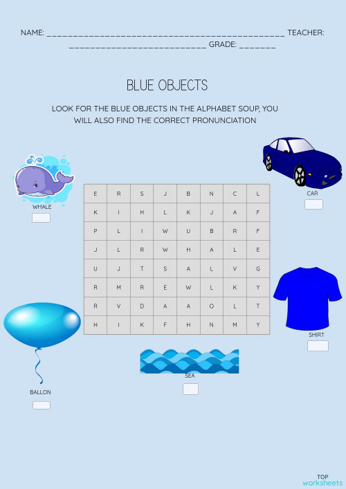 BLUE COLOR. Interactive worksheet | TopWorksheets