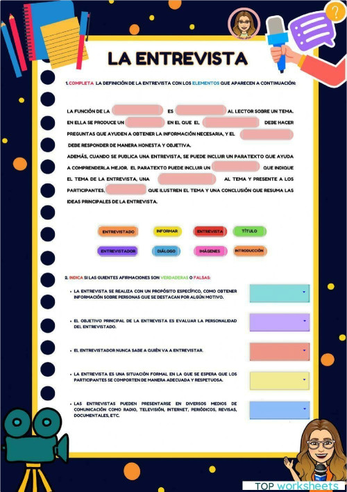 La entrevista. Ficha interactiva | TopWorksheets