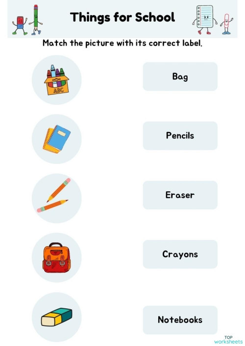 Things for School. Interactive worksheet | TopWorksheets