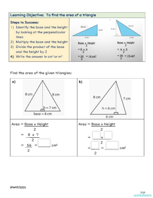 AREA OF TRIANGLES 2. Interactive worksheet | TopWorksheets