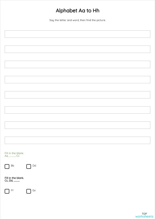 Alphabet Aa to Hh. Interactive worksheet | TopWorksheets