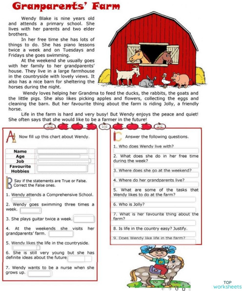 Farm reading. Interactive worksheet | TopWorksheets