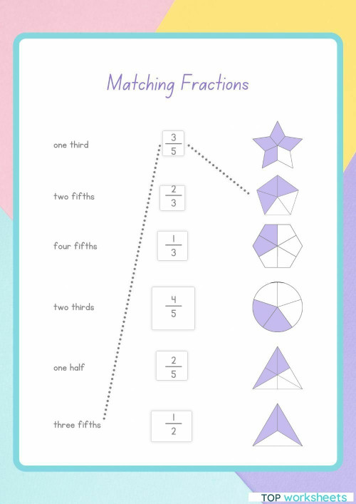 Matching Fractions. Interactive worksheet | TopWorksheets