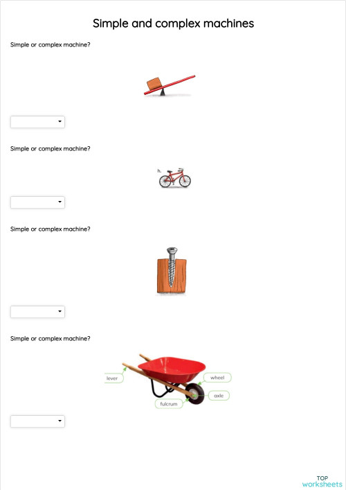 Simple and complex machines. Interactive worksheet | TopWorksheets