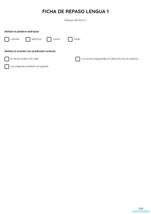 FICHA DE REPASO LENGUA 1 Ficha Interactiva TopWorksheets ficha-de-repaso-lengua-1-ficha-interactiva-topworksheets