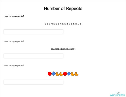Number of Repeats. Interactive worksheet | TopWorksheets